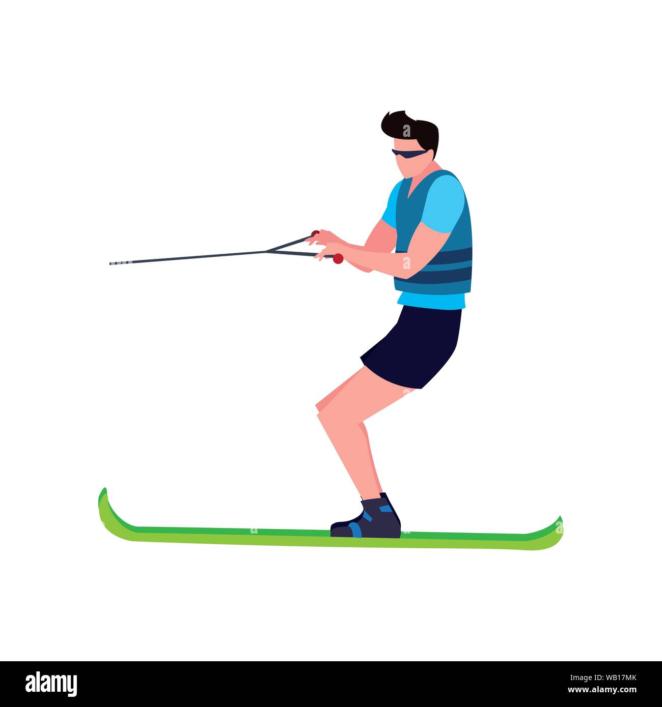 man skiing water extreme sport and lifestyle vector illustration Stock ...