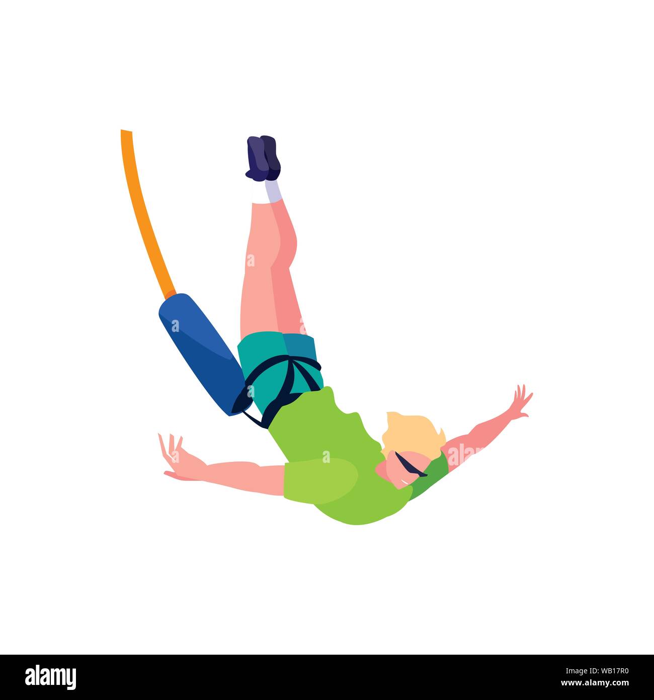 man fall with bungee jumping rope extreme sport and lifestyle vector ...