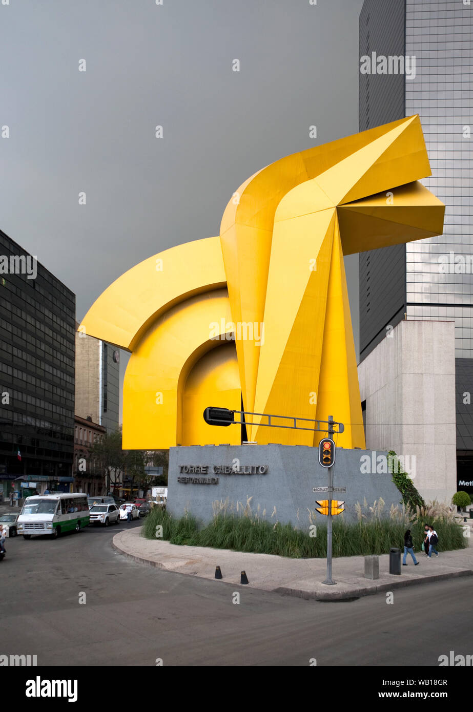 Sculpture outside the Torre Caballito tower, Reforma, Mexico City Stock ...