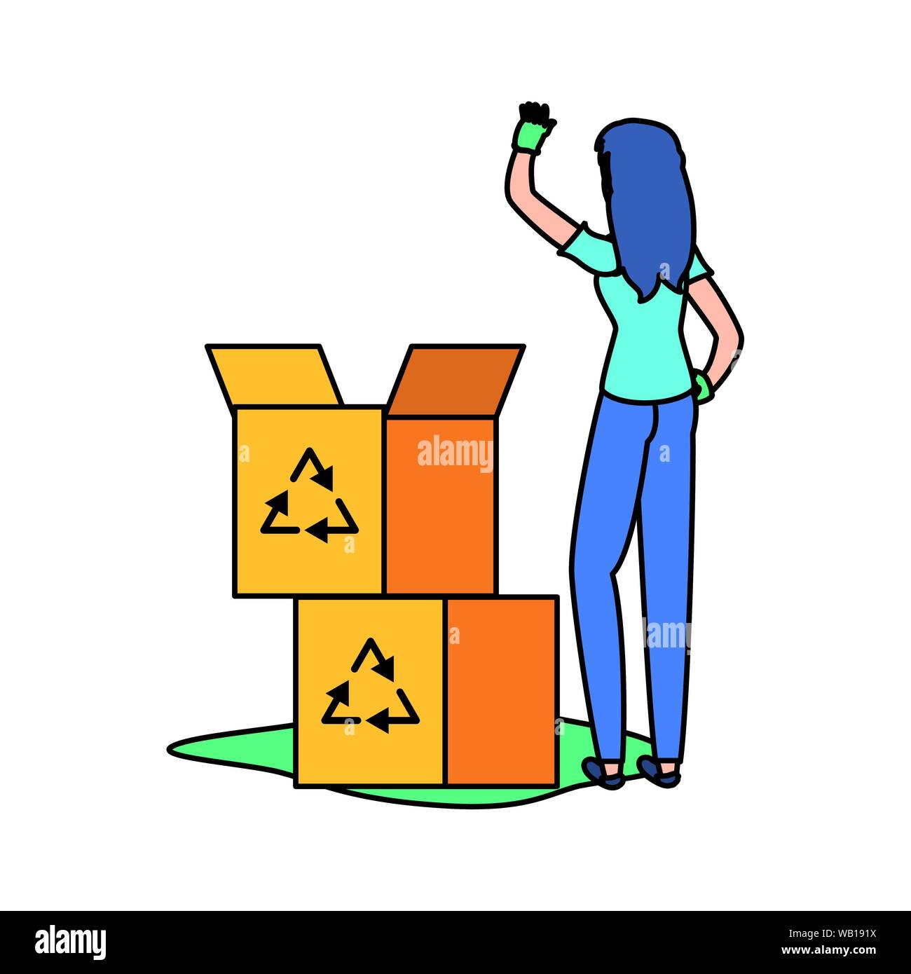 Avatar woman and recycle box design, Ecology eco save green natural ...