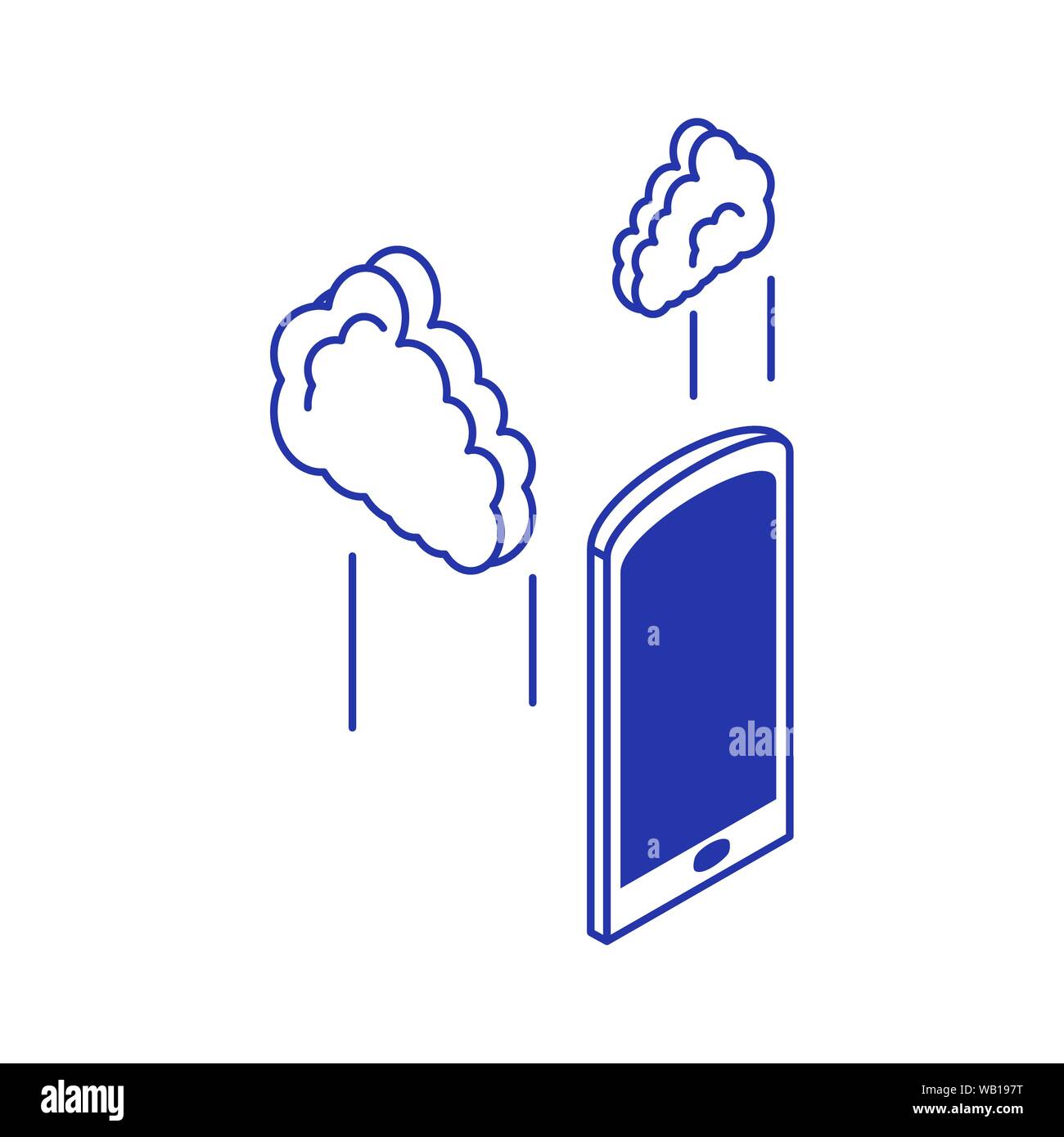 smartphone device with clouds tech vector illustration design Stock ...