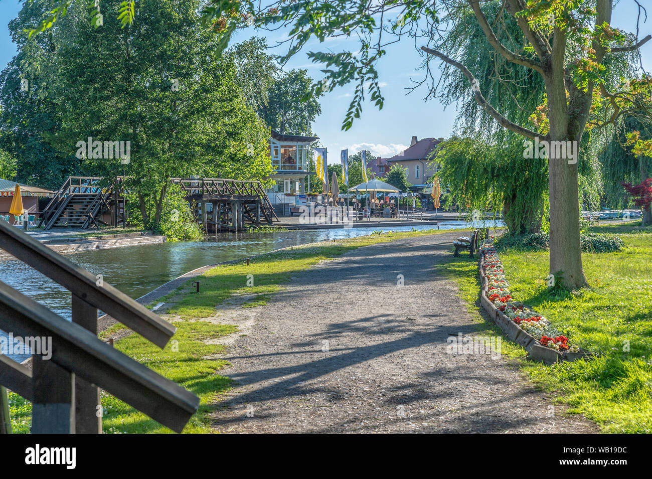 Germany, Luebbenau, walkway at waterside of Spree Stock Photo - Alamy