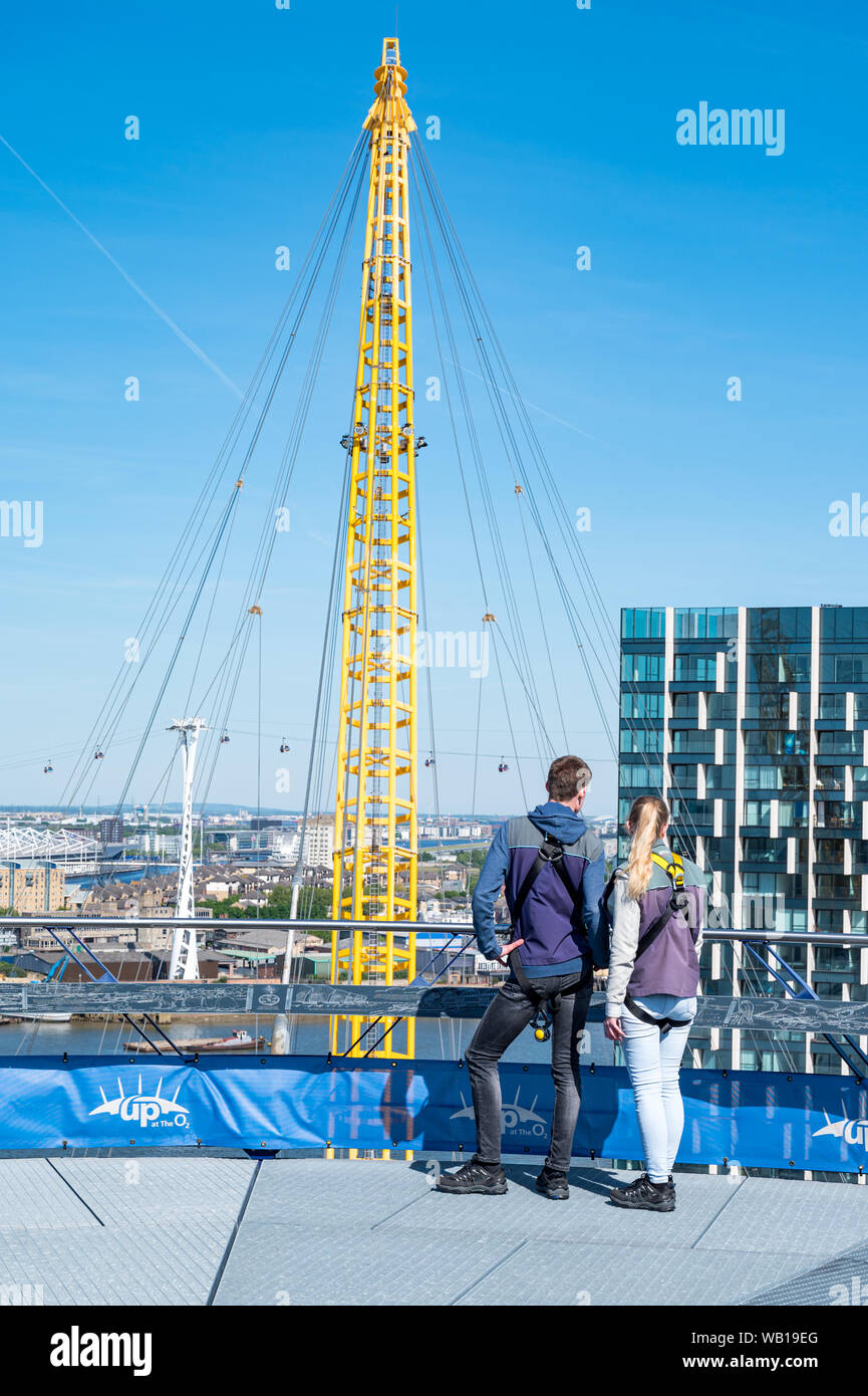 Up at the o2, o2 roof tour, Millennium Done, Greenwich, London Stock ...