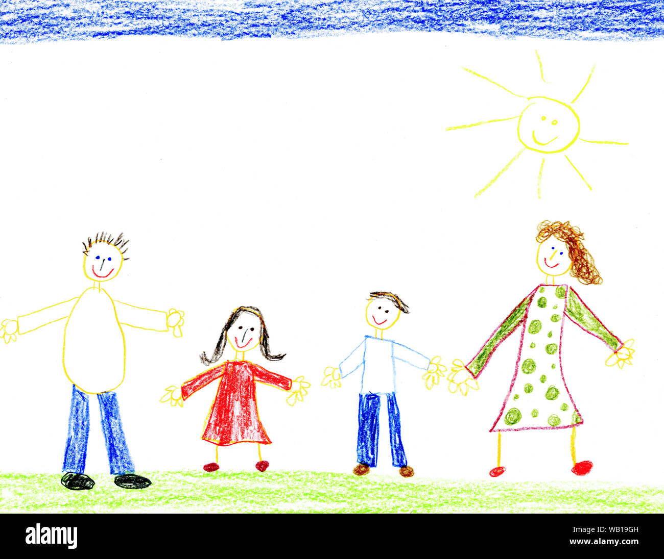 Children's drawing of happy family Stock Photo - Alamy
