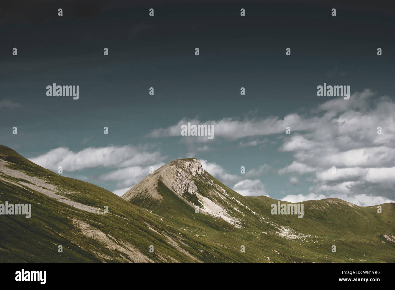 Switzerland, Grisons, Tiefencastel, mountain in Albula Valley Stock ...