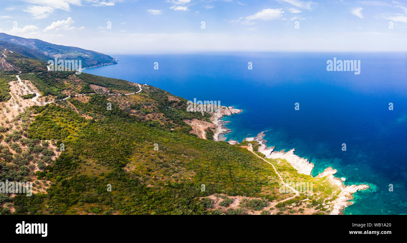 Greece, Pelion, Pagasetic Gulf, Sound of Trikeri, Region Volos, Aerial ...