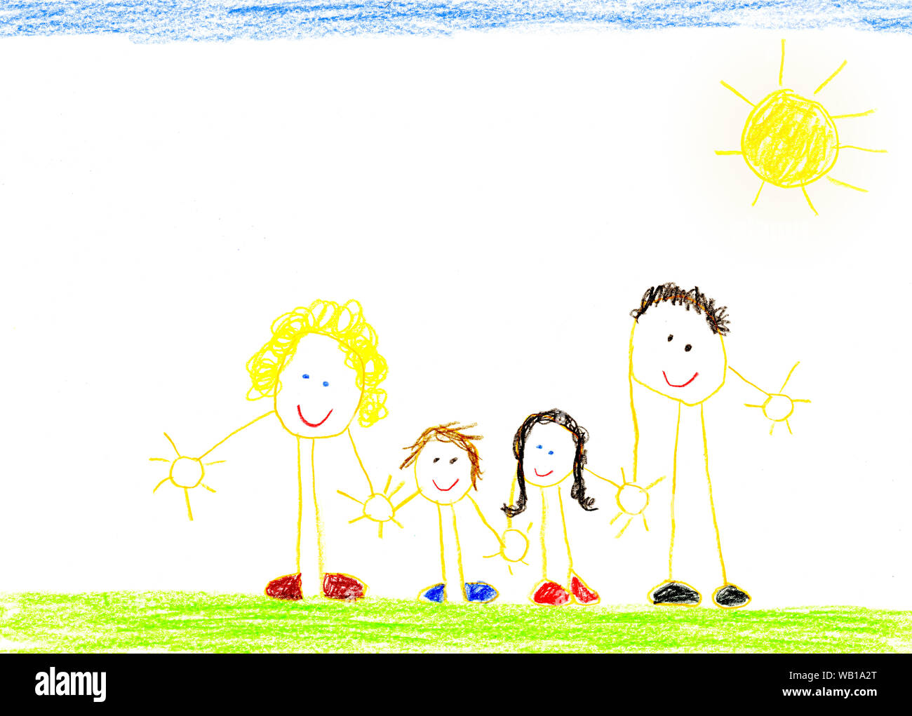 Children`s drawing of happy family hi-res stock photography and images ...