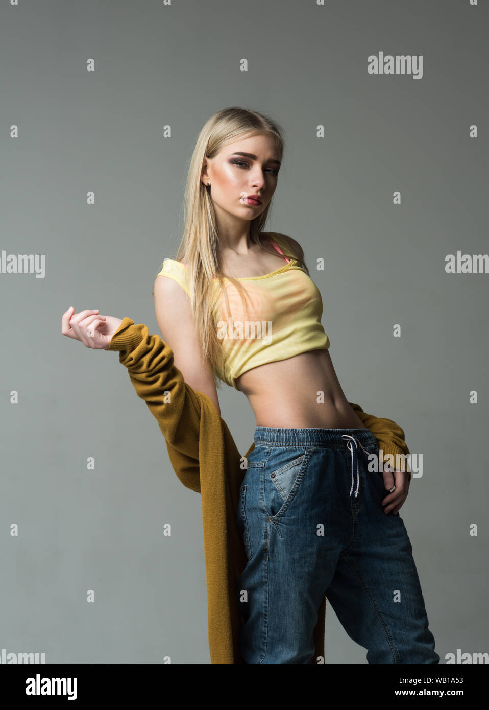 Funky style beauty. woman maintaining fashion blog. Hip hop girl with ...