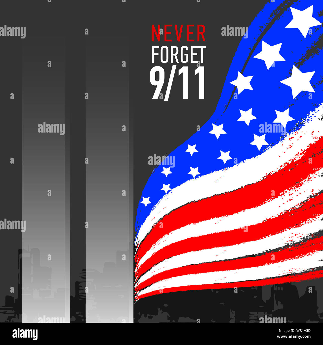 Patriot day vector poster. September 11. Never forget Stock Photo - Alamy