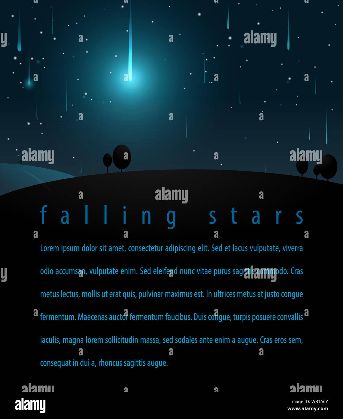 Falling stars in the night starry sky. Vector illustration for posters ...