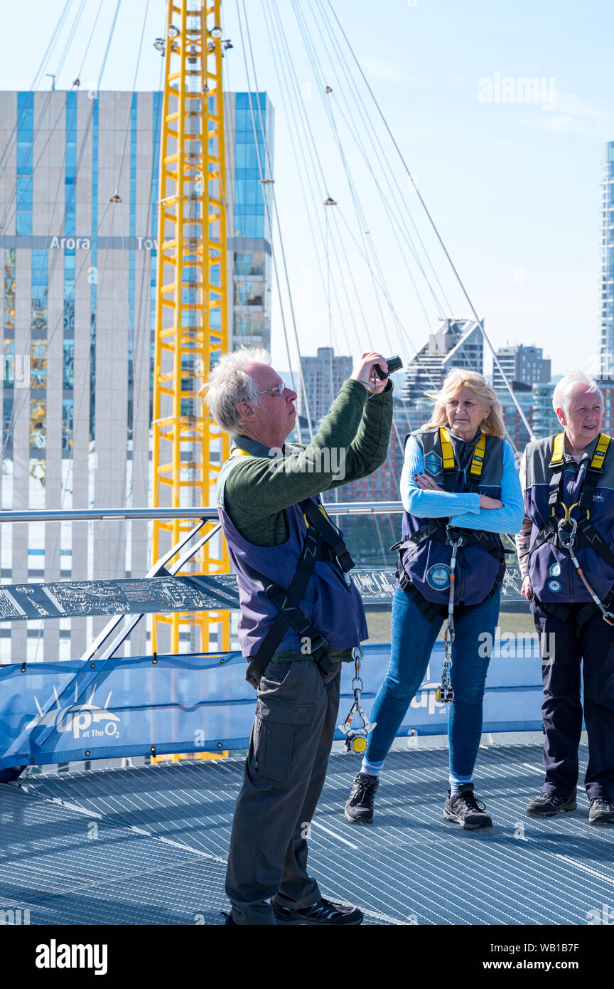 Up at the o2, o2 roof tour, Millennium Done, Greenwich, London Stock ...
