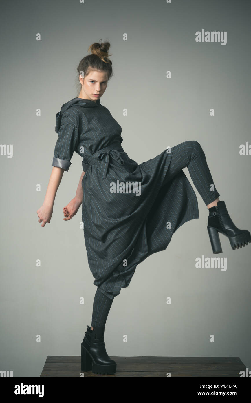 next step. woman makes next step to future. try everything. next step ...