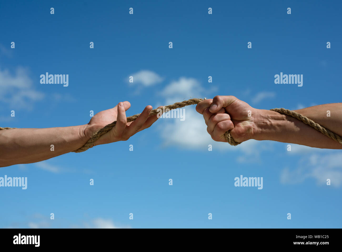 Tiring out the opponent. Physical strength and muscular power. Tug war ...