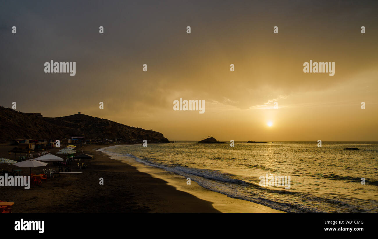 The sunset under the beautiful blue sky on beach Stock Photo - Alamy