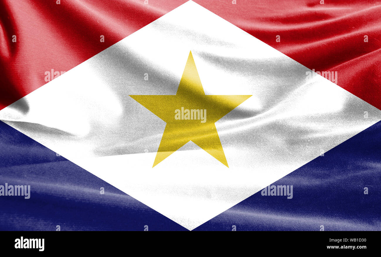Realistic flag of Saba on the wavy surface of fabric Stock Photo - Alamy