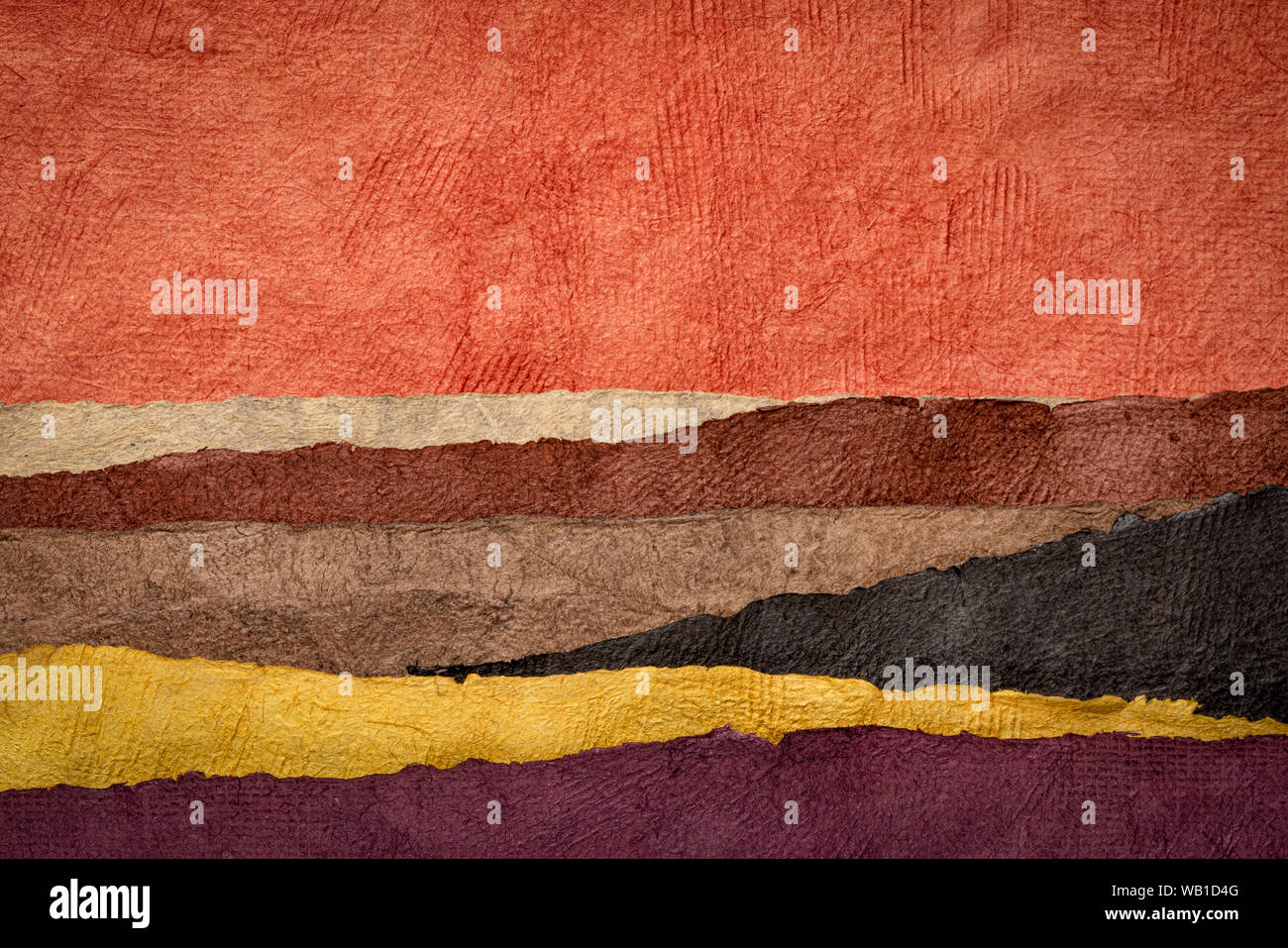 abstract desert or badlands landscape created with sheets of textured ...