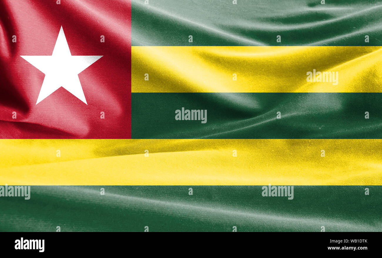 Realistic flag of Togo on the wavy surface of fabric Stock Photo - Alamy