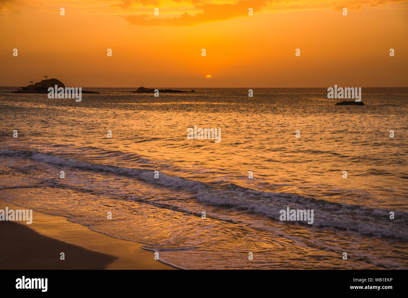 The sunset under the beautiful blue sky on beach Stock Photo - Alamy
