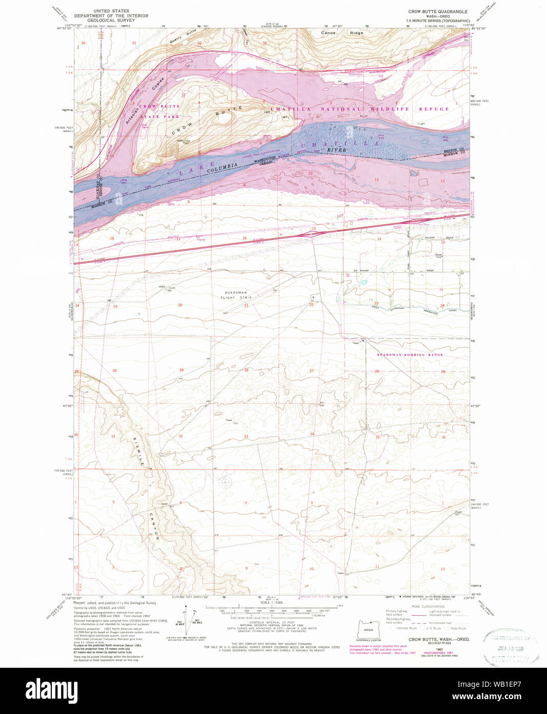 USGS Topo Map Washington Crow Butte 240742 1962 24000 Restoration Stock ...