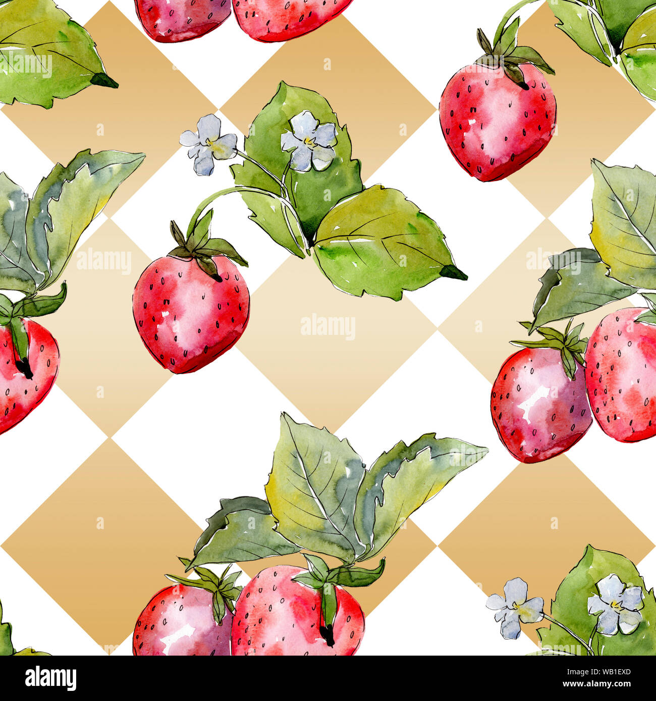 Strawberry healthy food. Watercolor background illustration set ...