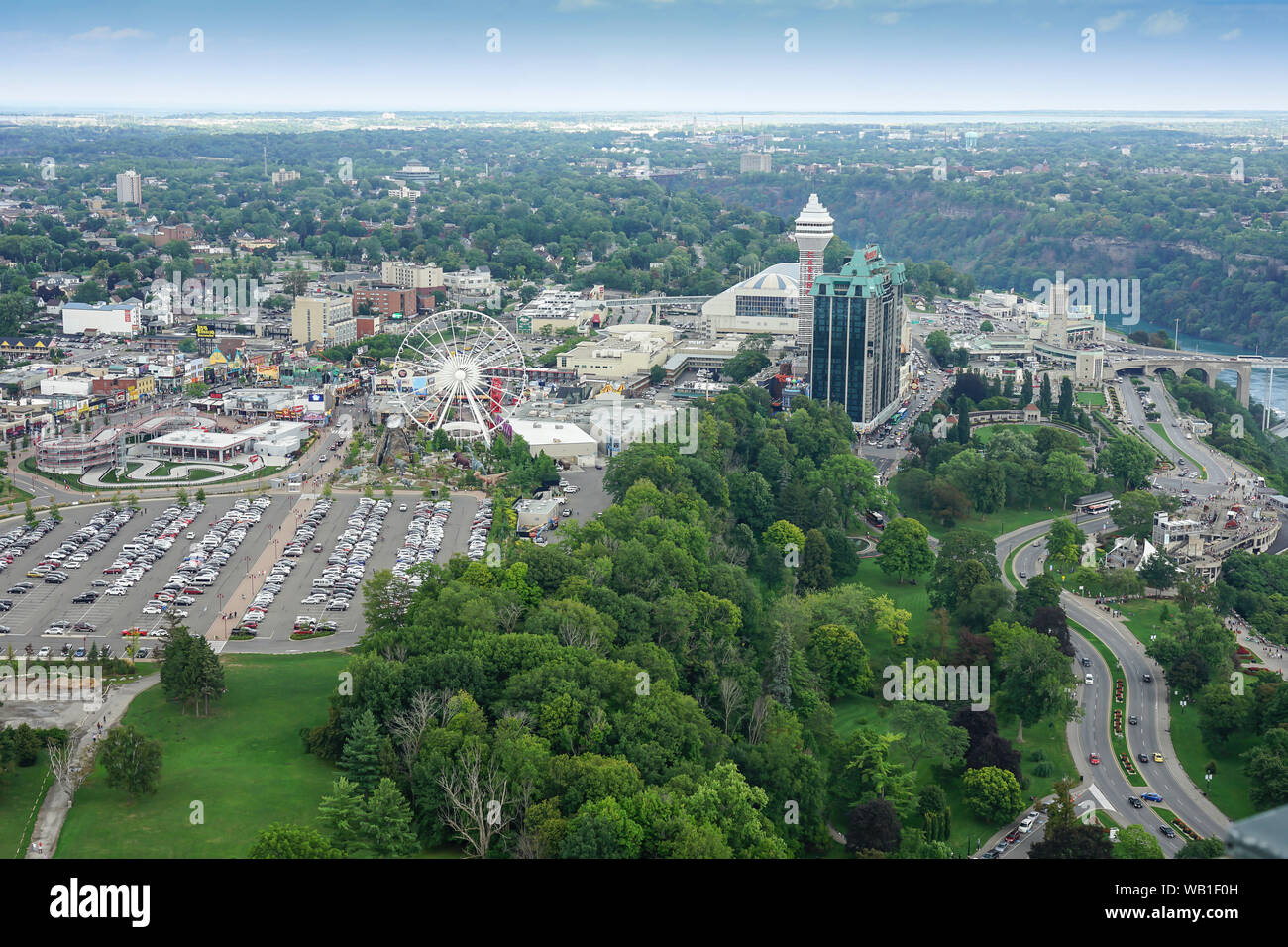 City of Niagara Falls at Niagara Falls in the summer with downtown fun ...