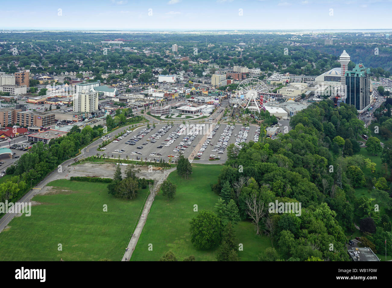 City of Niagara Falls at Niagara Falls in the summer with downtown fun ...