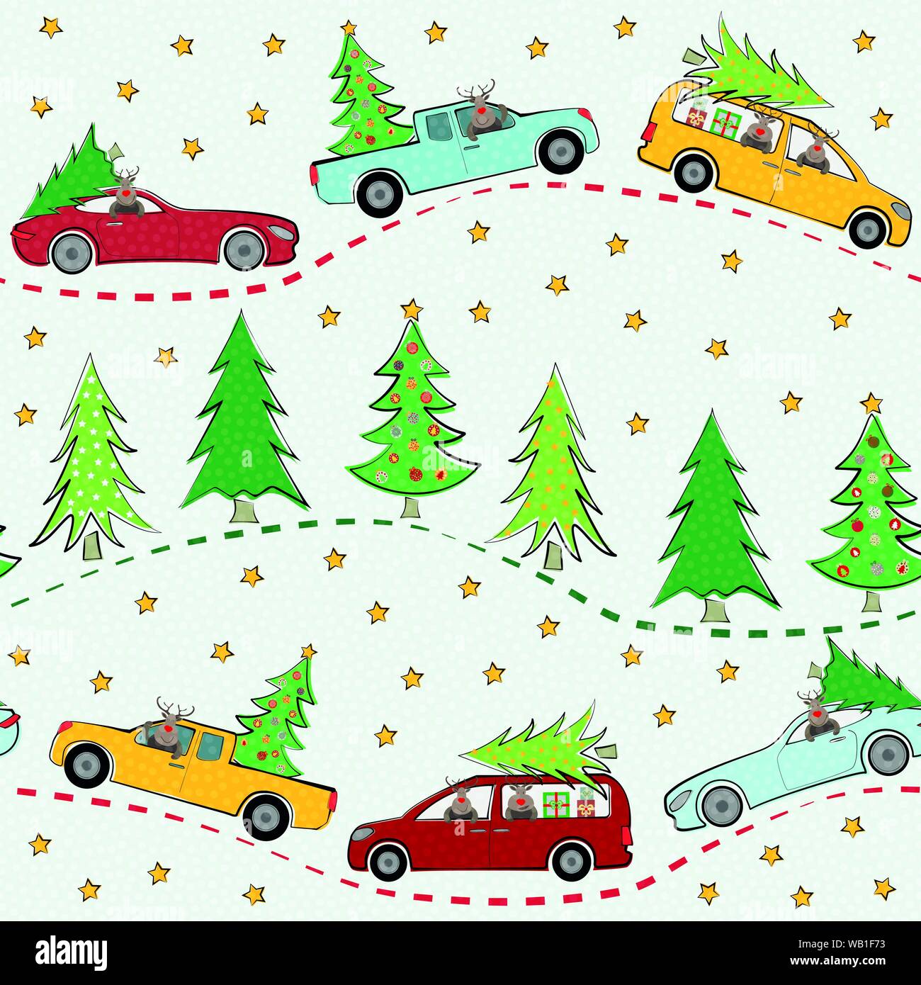 Car snow driving trees Stock Vector Images - Alamy