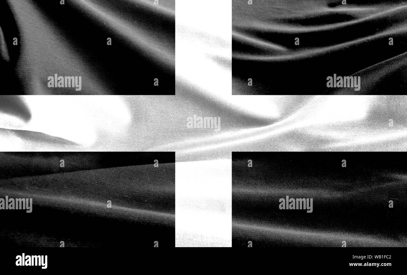 Realistic flag of St Piran on the wavy surface of fabric Stock Photo ...