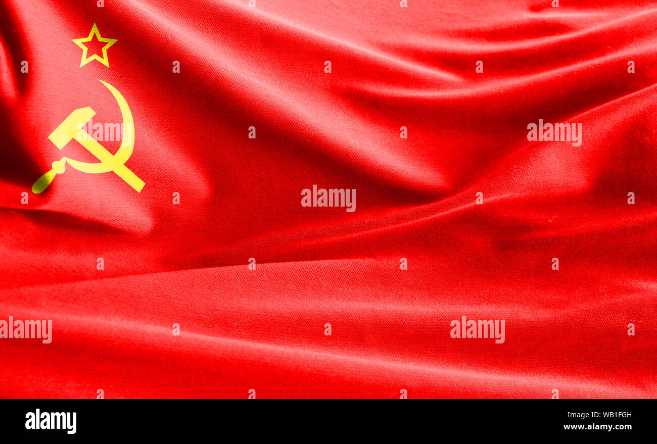 Realistic flag of USSR on the wavy surface of fabric Stock Photo - Alamy