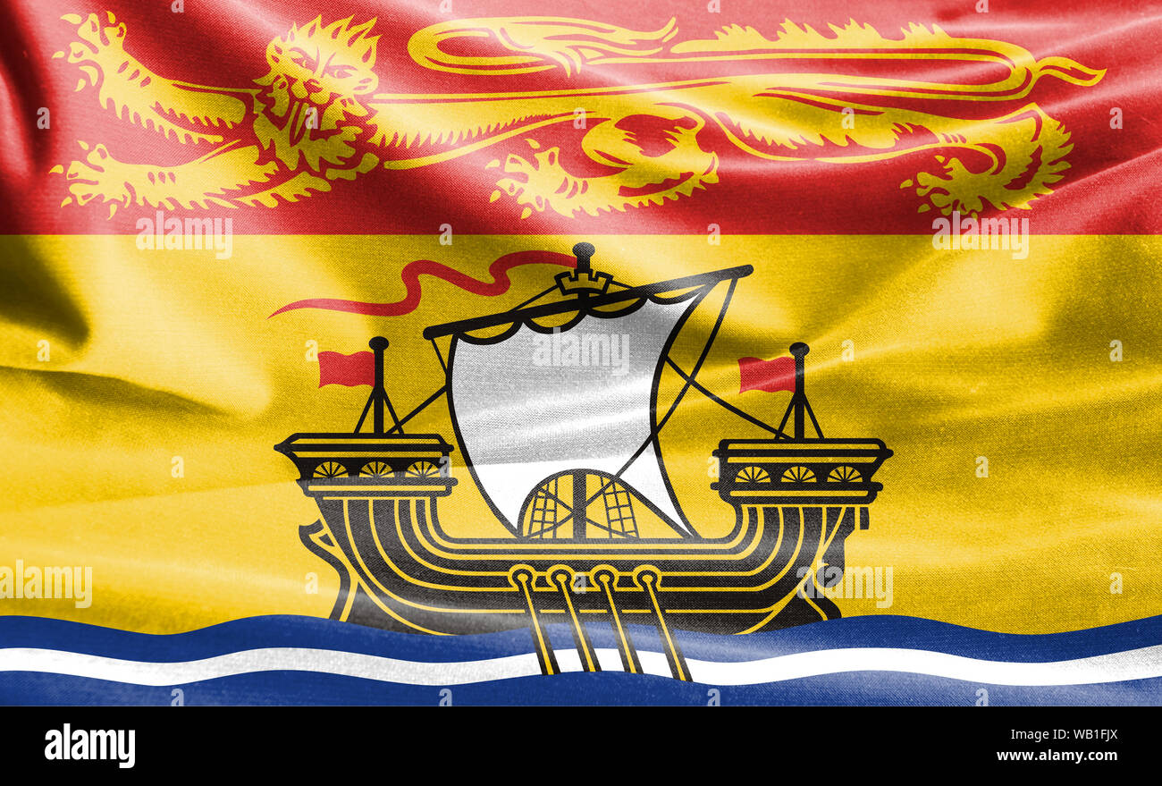 Realistic flag of New Brunswick on the wavy surface of fabric Stock ...