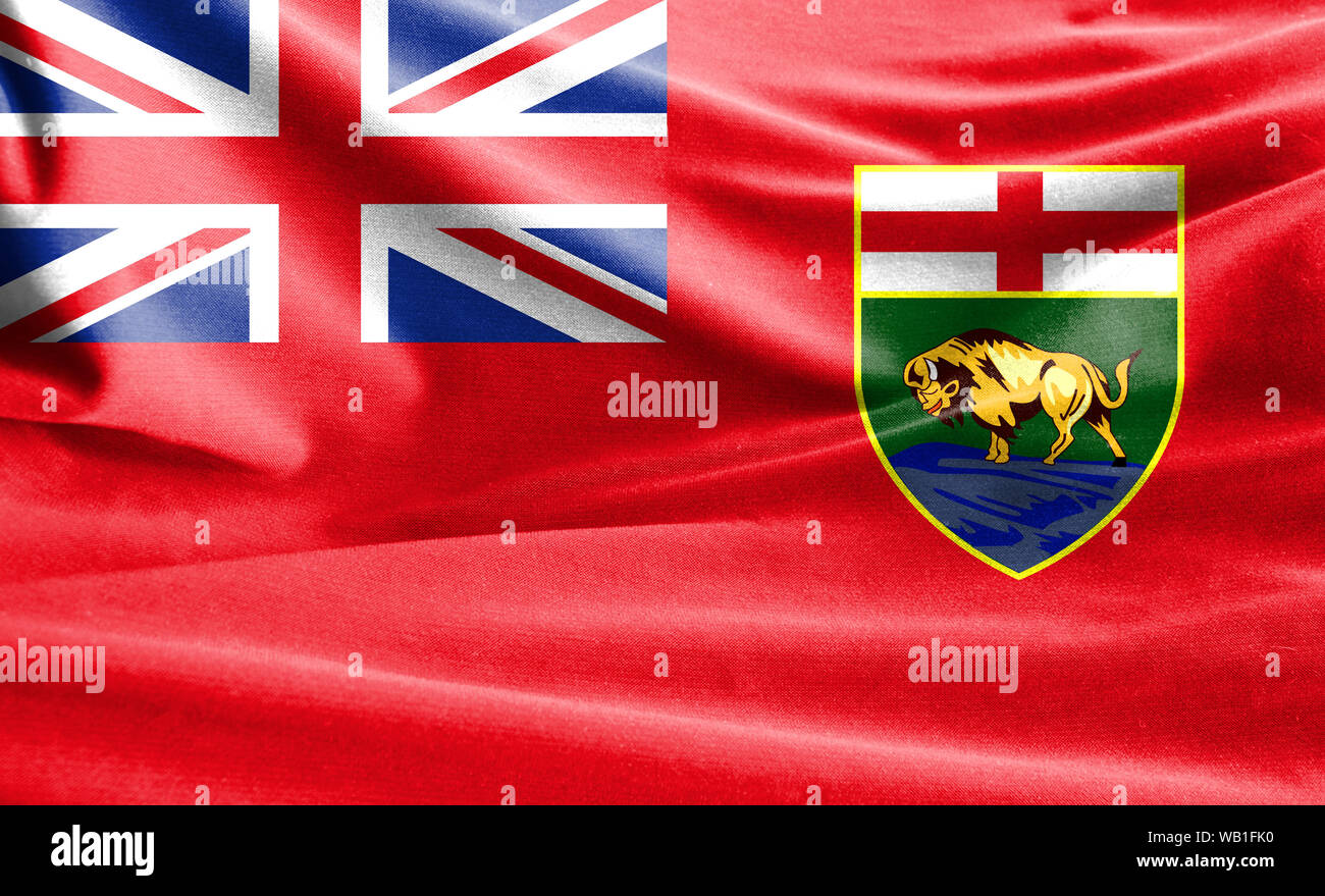 Realistic flag of Manitoba on the wavy surface of fabric Stock Photo ...