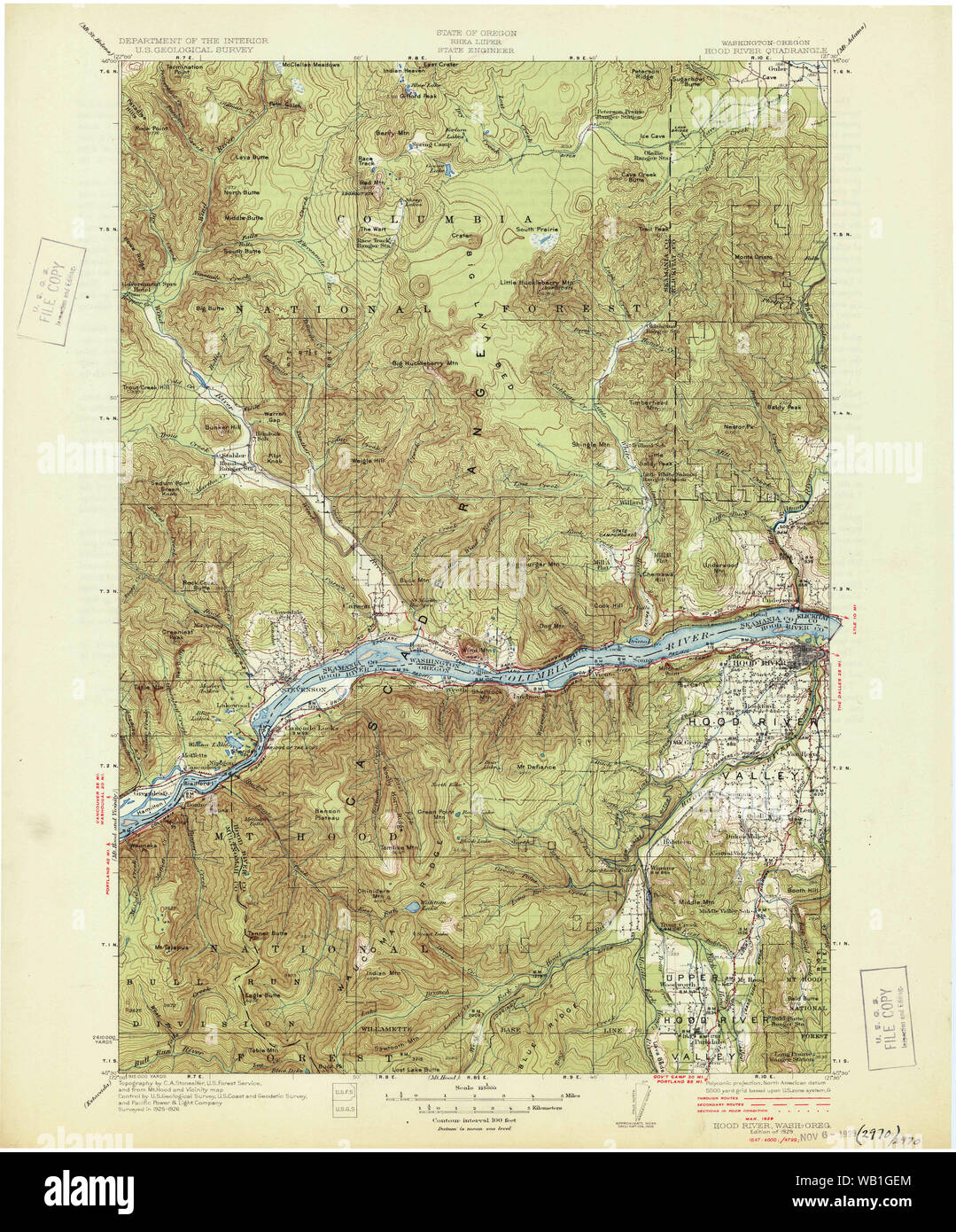 Hood river map Cut Out Stock Images & Pictures - Alamy
