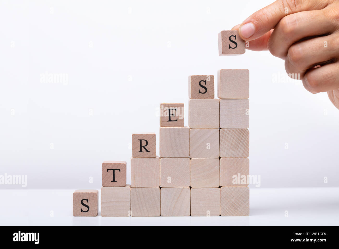 Person's Hand Holding Wooden Blocks Placing Last Alphabet Of Word ...