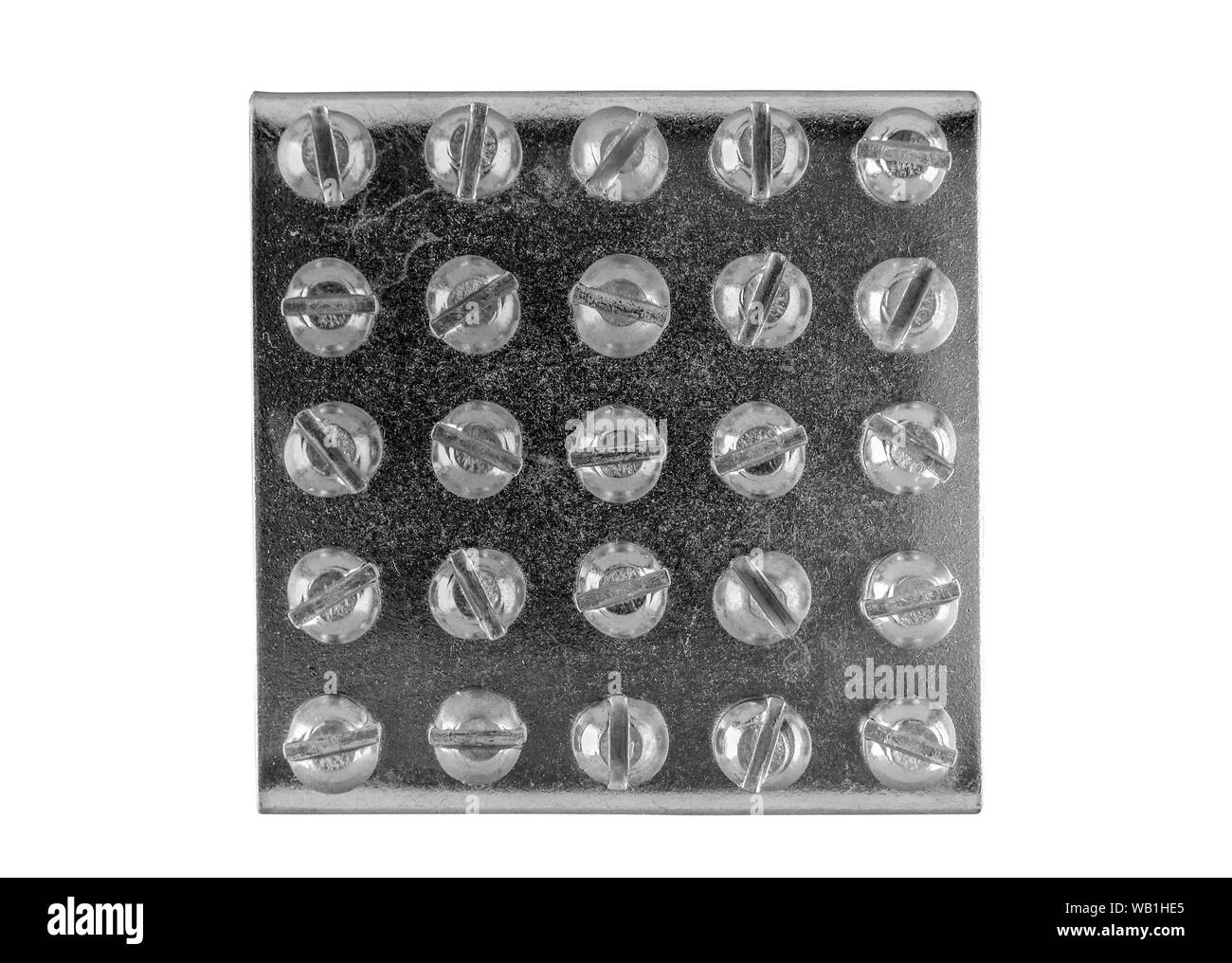 Metal plate with screws isolated on a white background Stock Photo - Alamy