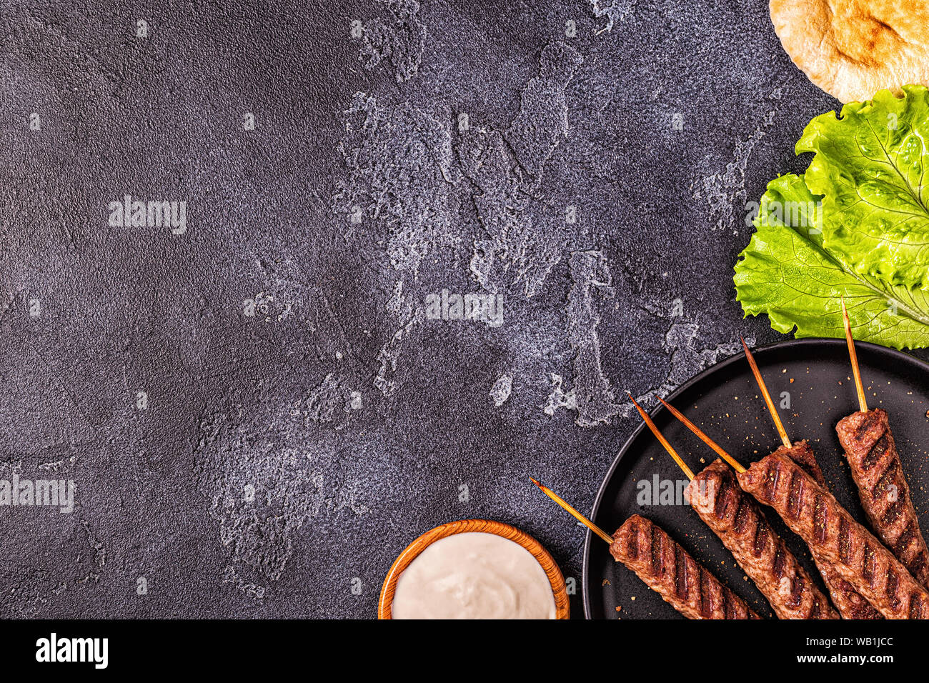 Traditional middle eastern, arabic or mediterranean meat kebab with ...