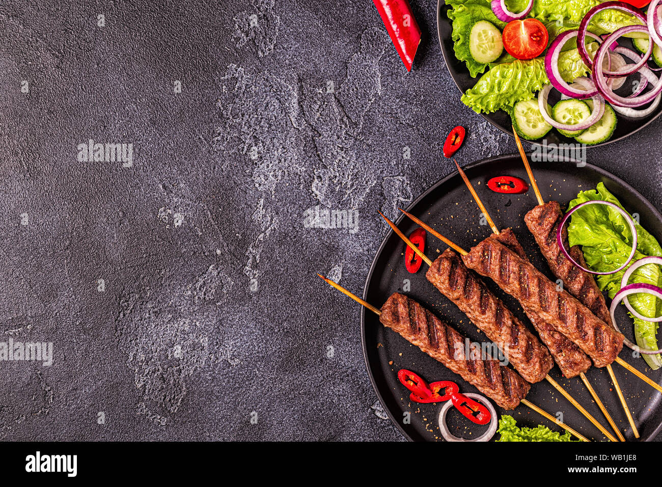 Traditional middle eastern, arabic or mediterranean meat kebab with ...
