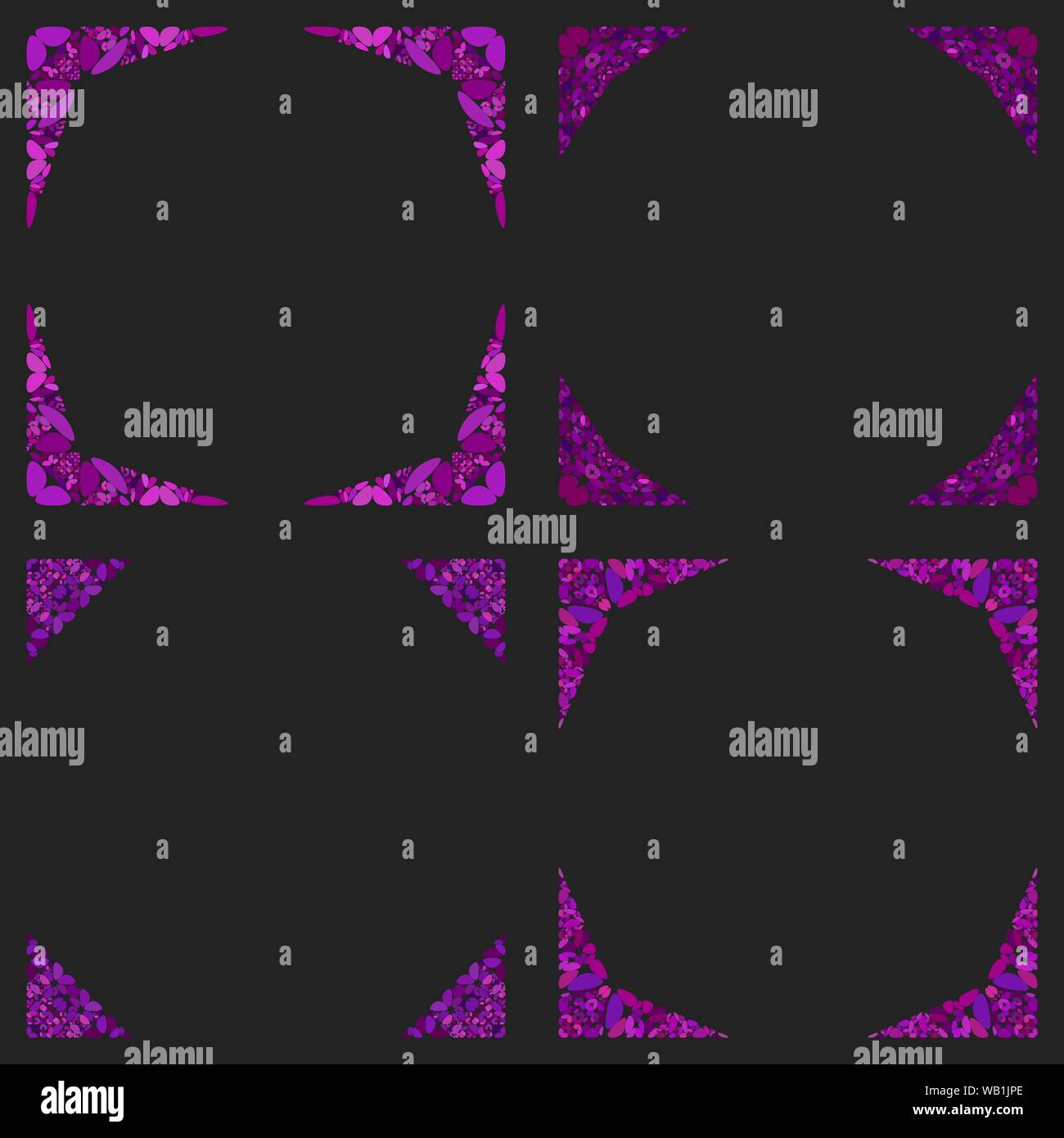 Curved stone mosaic page corner design set - vector design elements ...