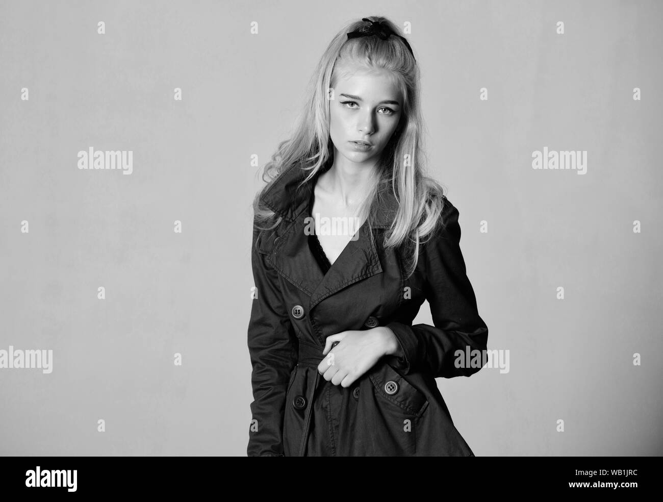 Girl fashion model wear coat for spring and autumn season. Trench coat ...