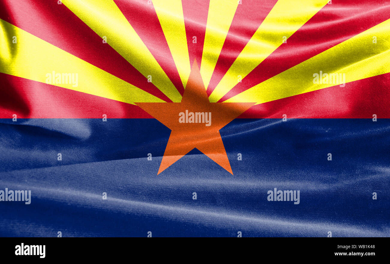 Realistic flag State of Arizona on the wavy surface of fabric Stock ...