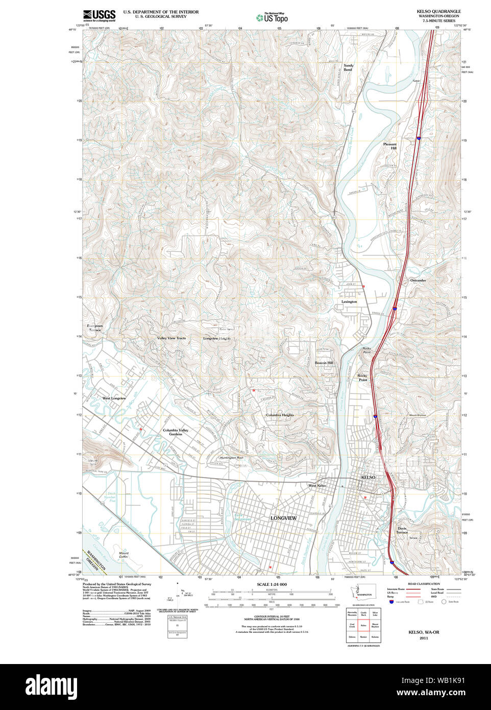 Map of kelso washington Cut Out Stock Images & Pictures - Alamy