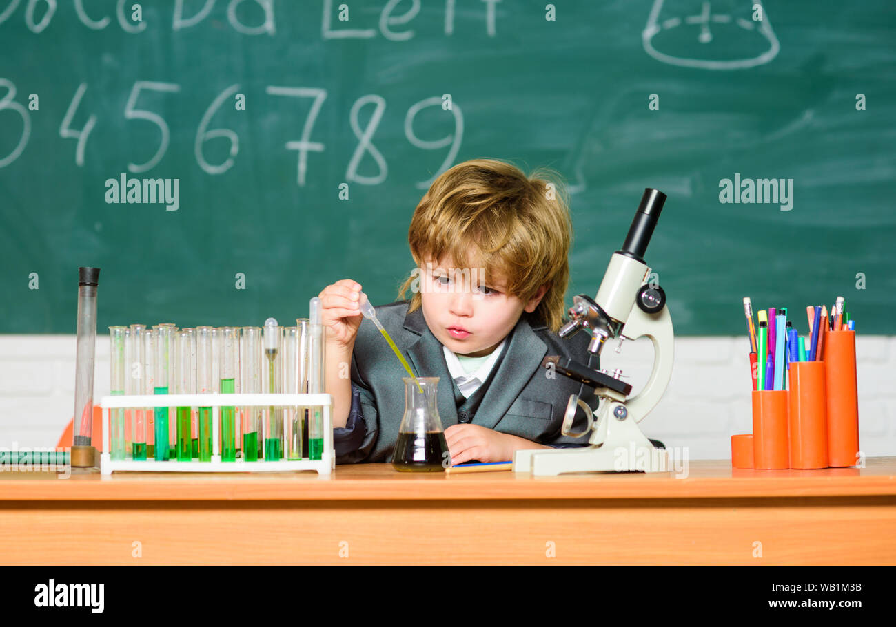 science experiments with microscope in lab. Educational research ...
