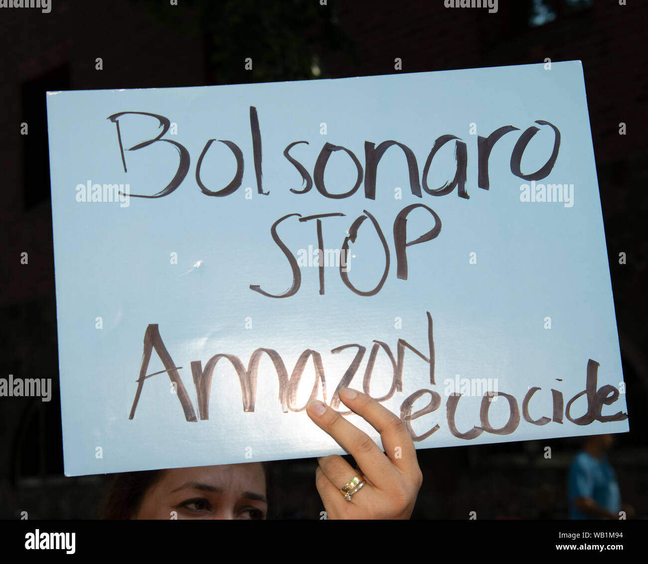 Berlin, Germany. 23rd Aug, 2019. During a protest in front of the ...
