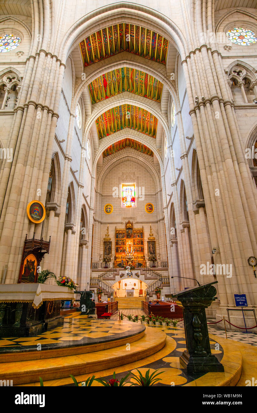 Interior of Almudena Cathedral, Madrid, Spain, South West Europe Stock ...
