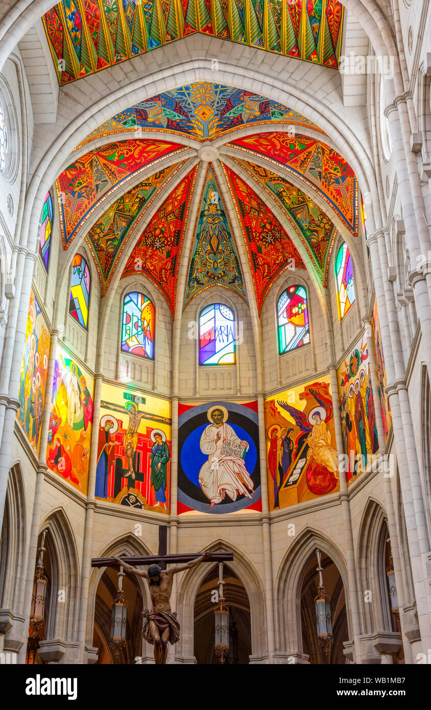 Interior of Almudena Cathedral, Madrid, Spain, South West Europe Stock ...