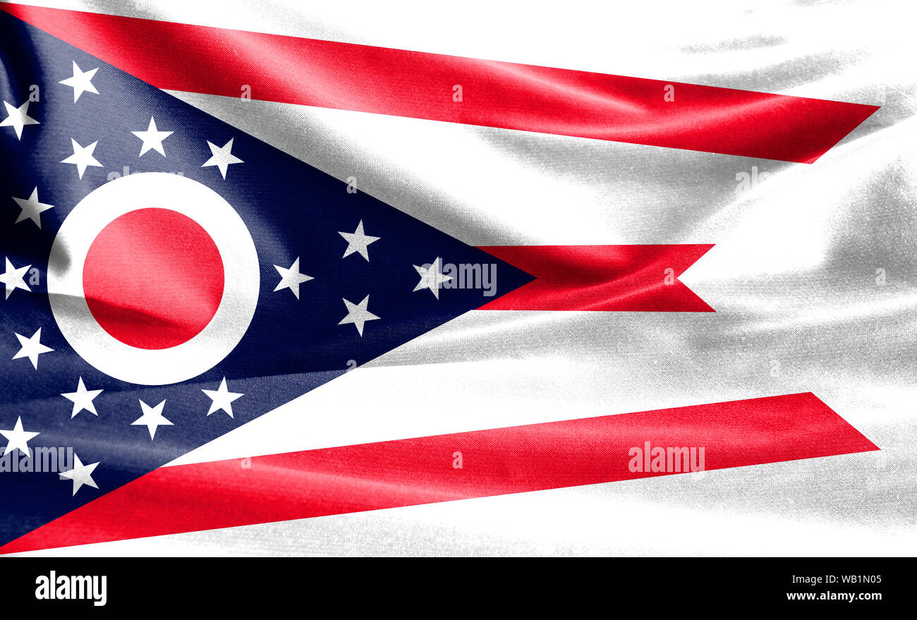 Realistic flag State of Ohio on the wavy surface of fabric Stock Photo ...