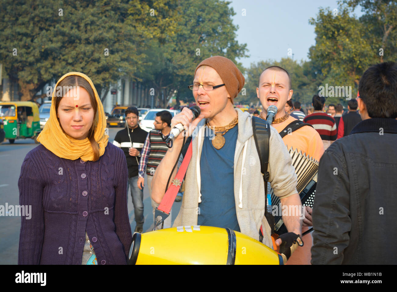 Iskcon temple devotees singing of hymns in praise of Lord krishna at ...