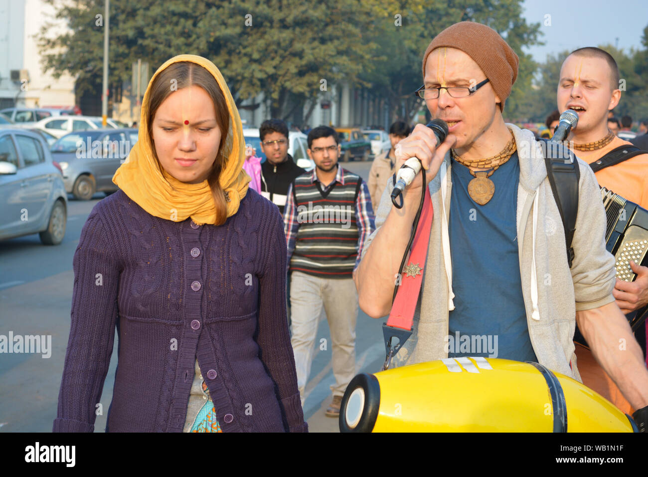 Iskcon temple devotees singing of hymns in praise of Lord krishna at ...
