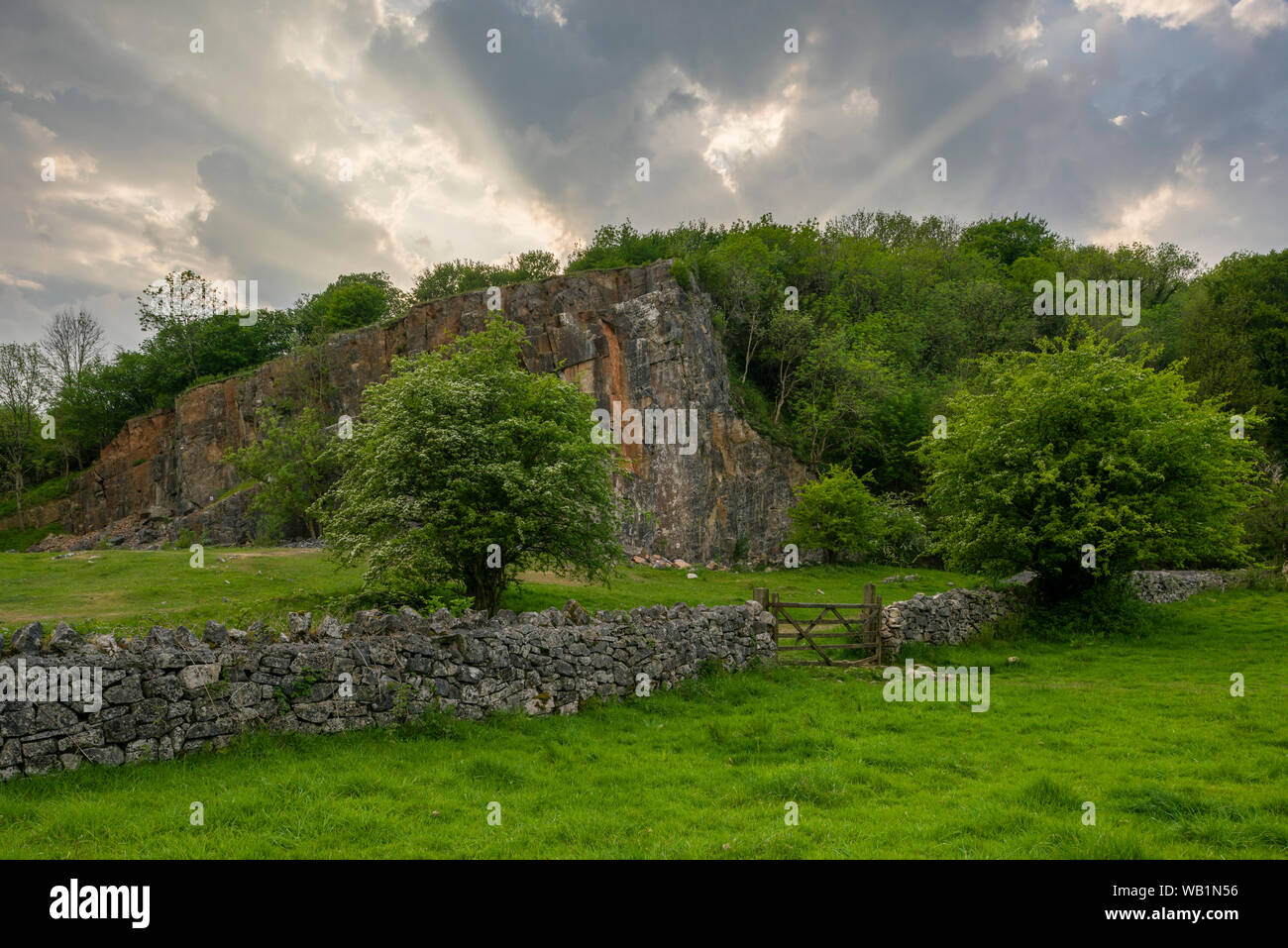 The disused quarry at Velvet Bottom which forms part of the Cheddar ...