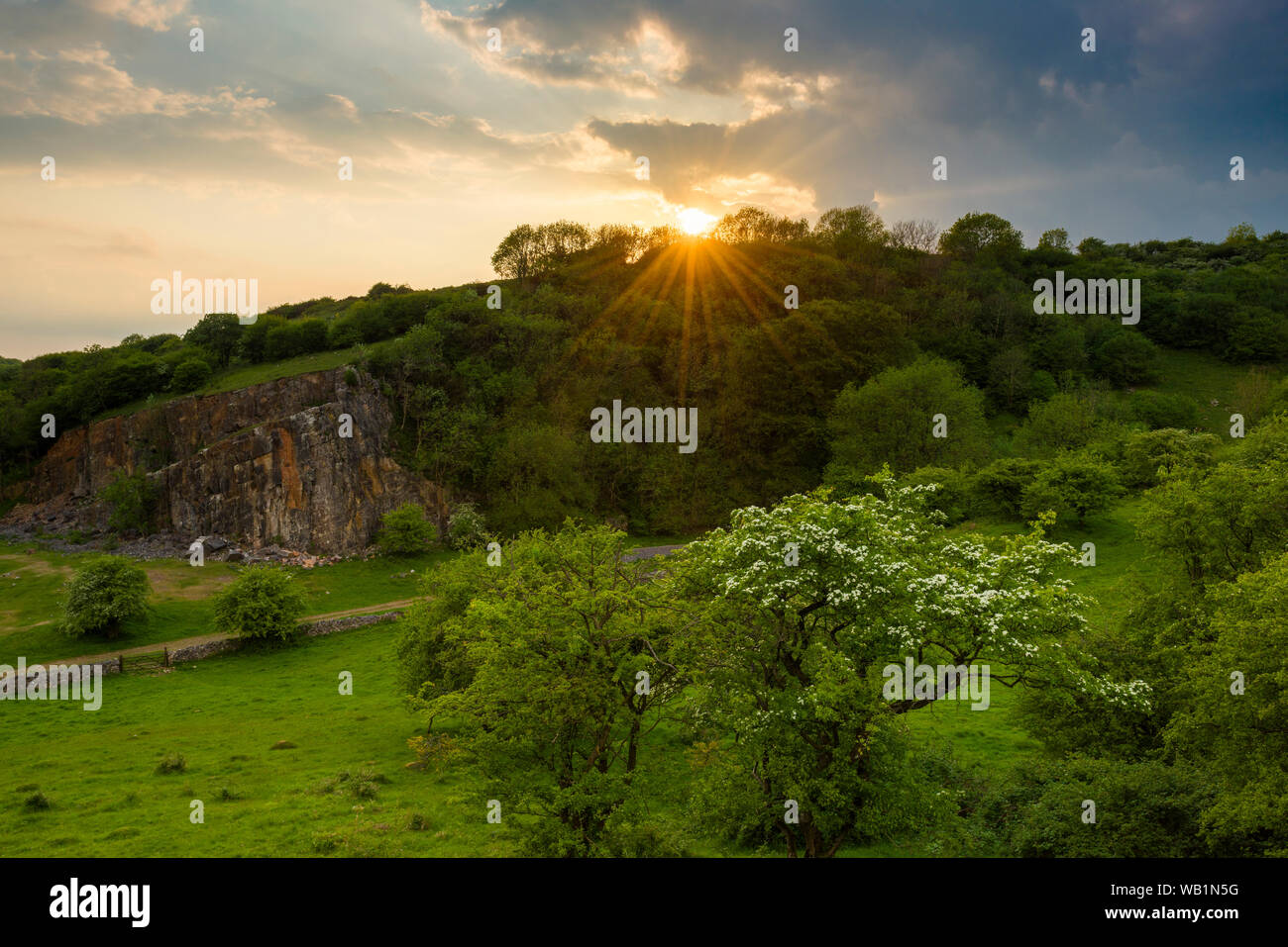 The disused quarry at Velvet Bottom which forms part of the Cheddar ...