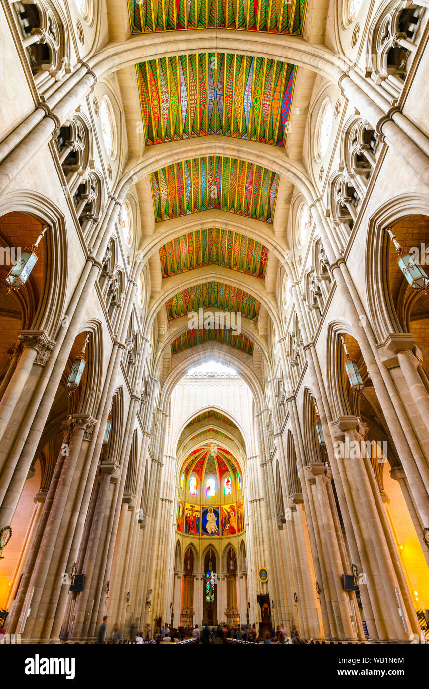 Interior of Almudena Cathedral, Madrid, Spain, South West Europe Stock ...